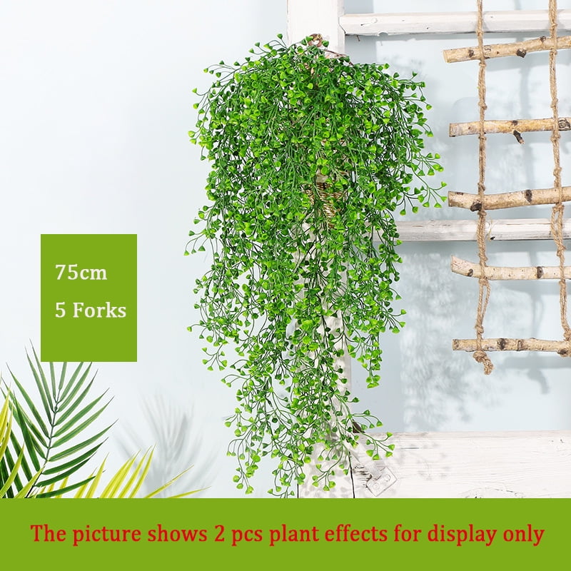 75cm 5 Forks Artificial Vine Fake Plants Rattan Wall Hanging Leaves ...