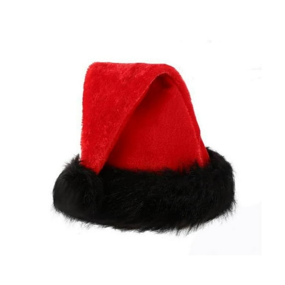 75cm Red Black Plush Christmas Hat High Quality Xmas Cap Children Adult ...