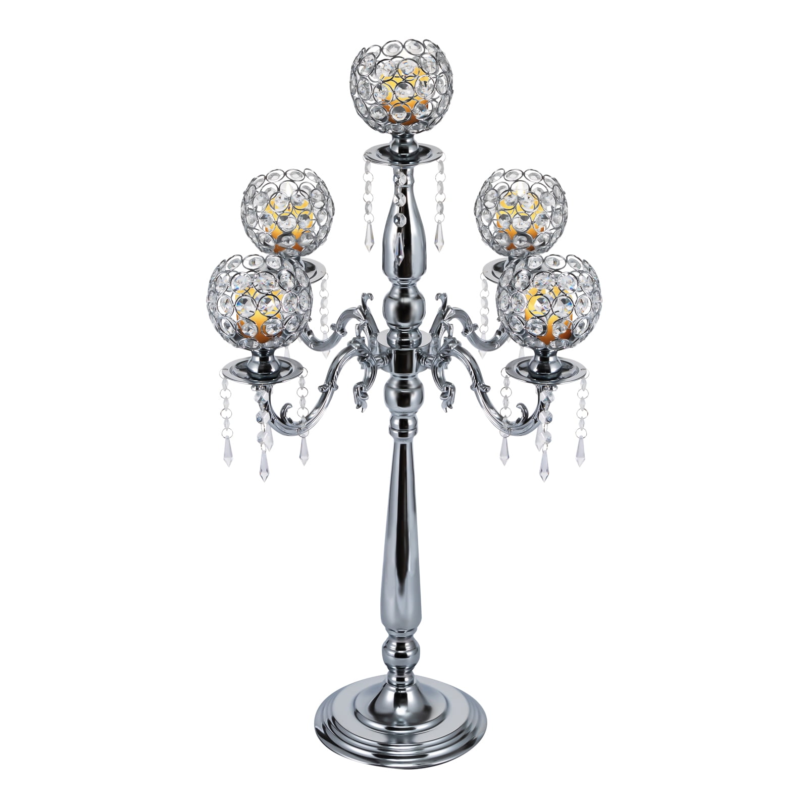 75cm Table Candelabra Votive Candle Stick Holder 5-Arm Glass Crystal ...