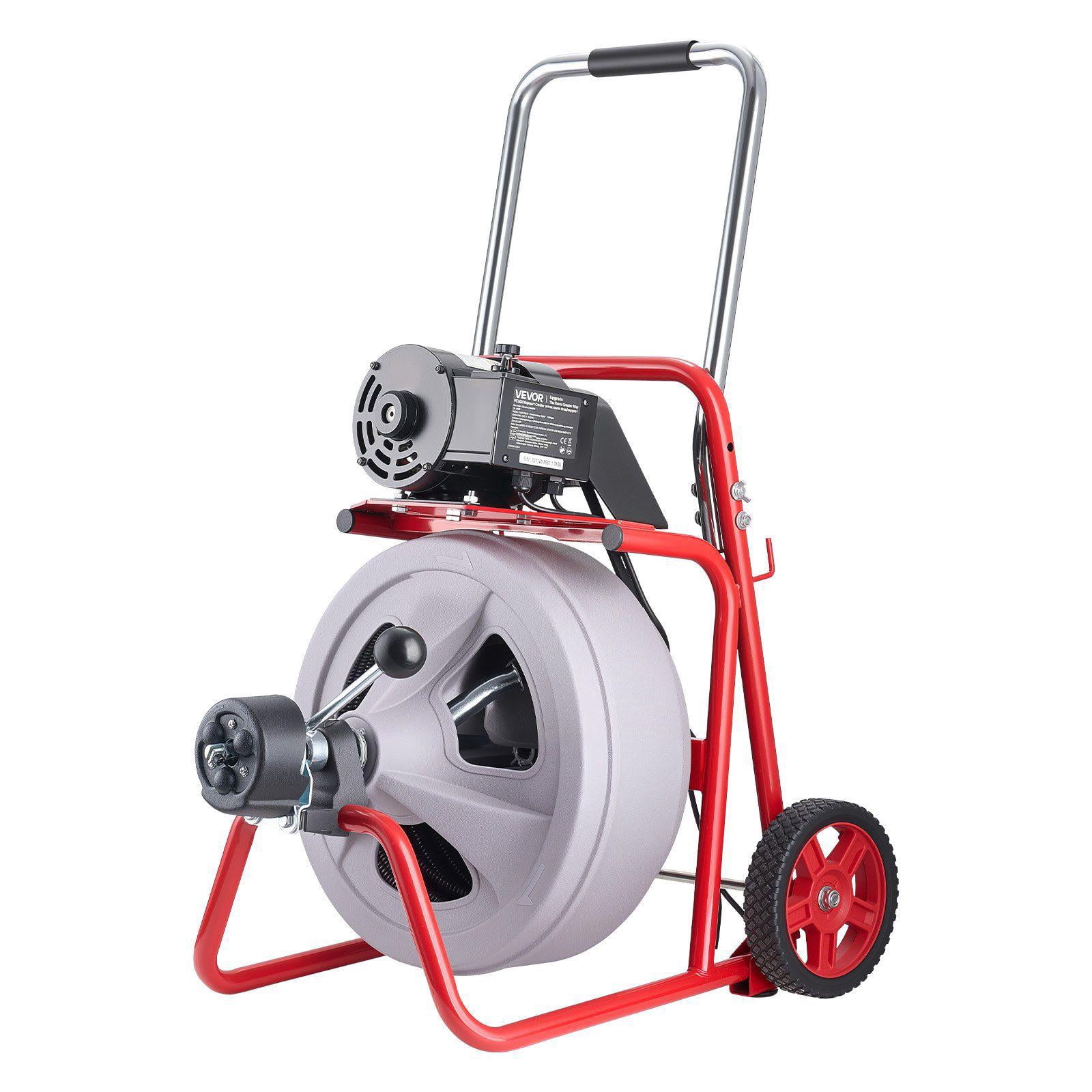 75ft 1/2 Inch Auto Feed Sewer Snake Drain Auger Machine on Wheels with ...