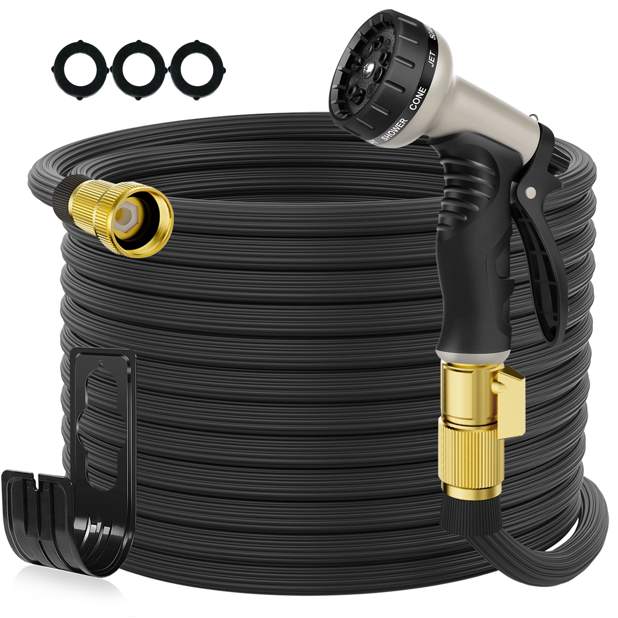 Kepagard 75ft Expandable Garden Hose, Black Flexible Latex Water Hose ...