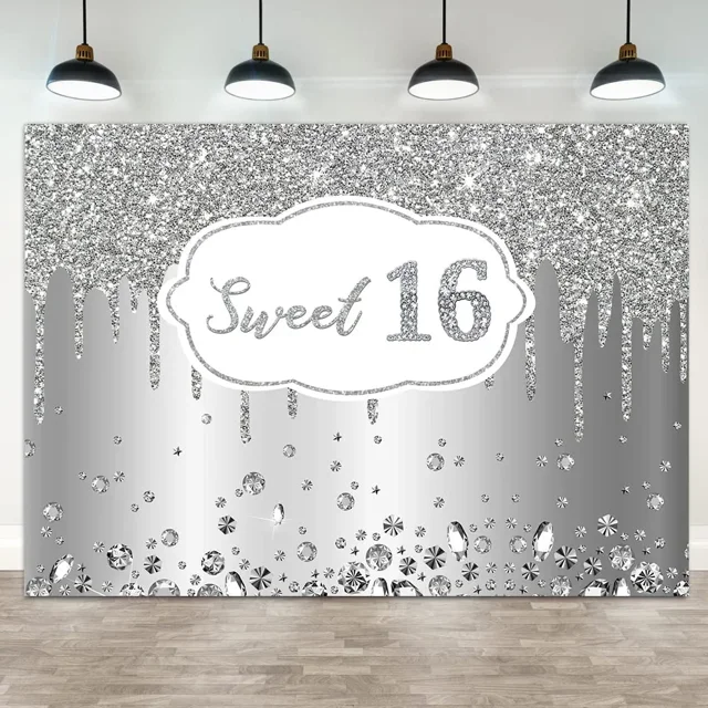 75ft Silver Sweet 16 Backdrops Dripping (Not Glitter) Crystal Diamond ...