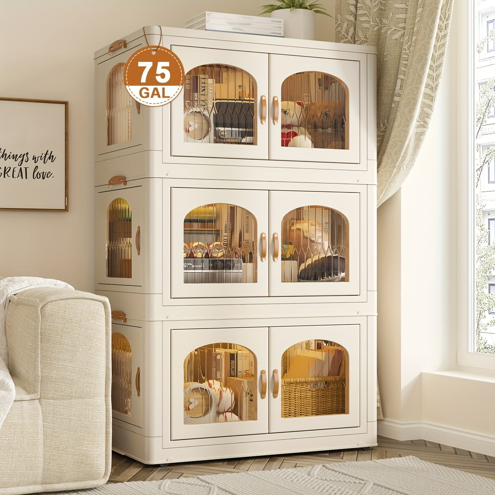 75gal Plastic Storage Bins with Lids & Magnetic Doors - Wheeled ...