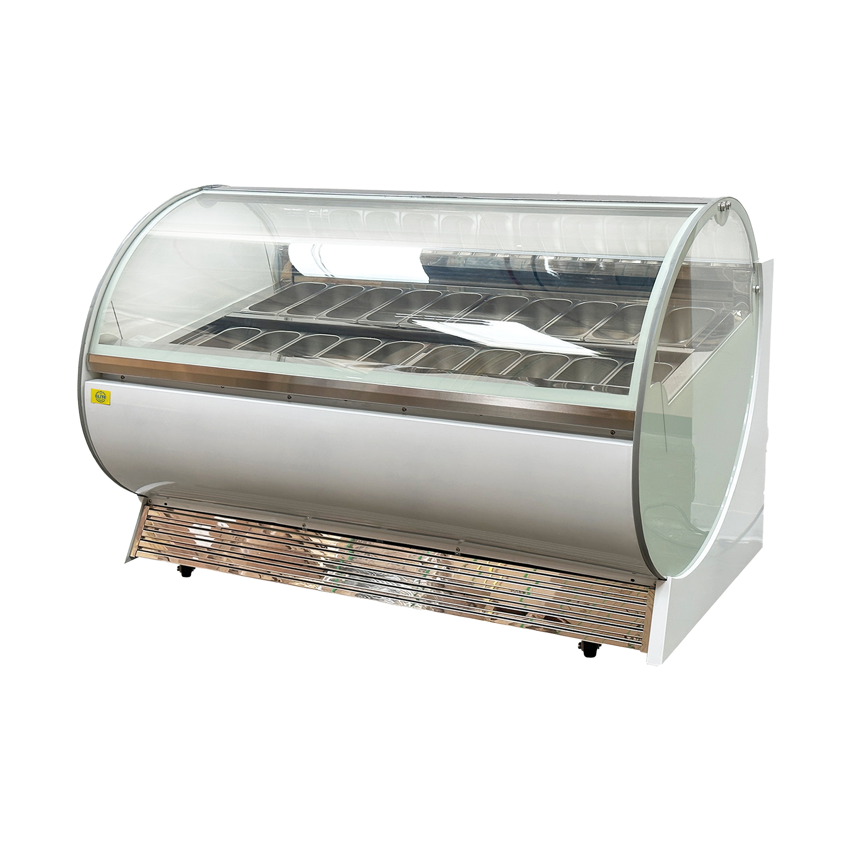 75in. Gelato Display Ice Cream Showcase with 20 Tanks Commercial Curved ...
