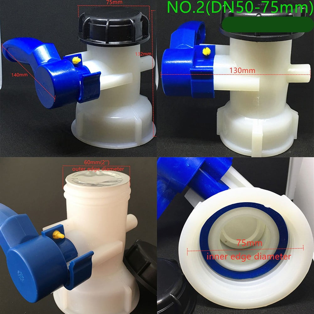 75mm DN50 Ball Valve 1000L IBC Ton Bucket Plastic Integrated Butterfly ...
