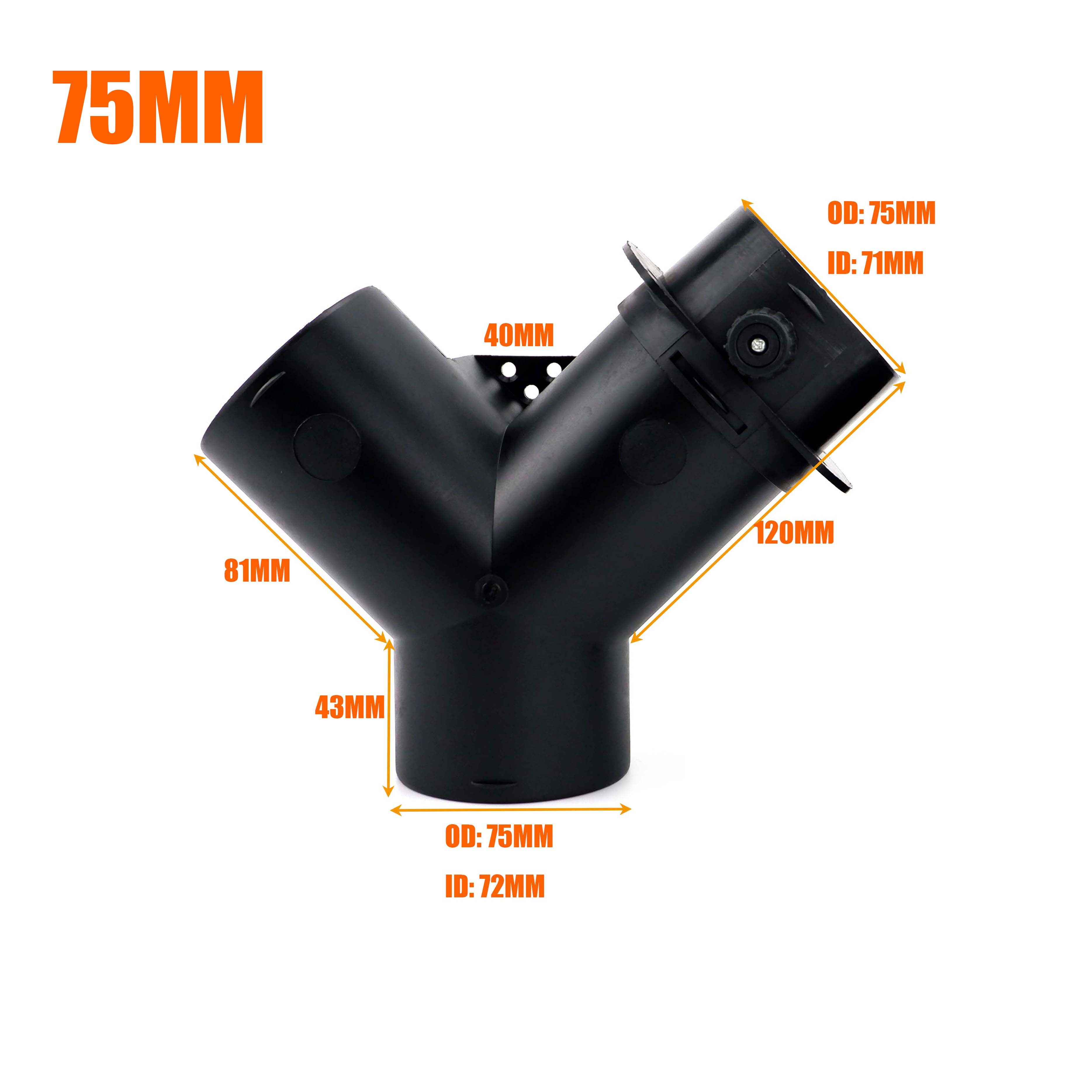 75mm Y2 1 Valve-Car Access Pipe Outlet Joiner Connector, Retaining Flap ...