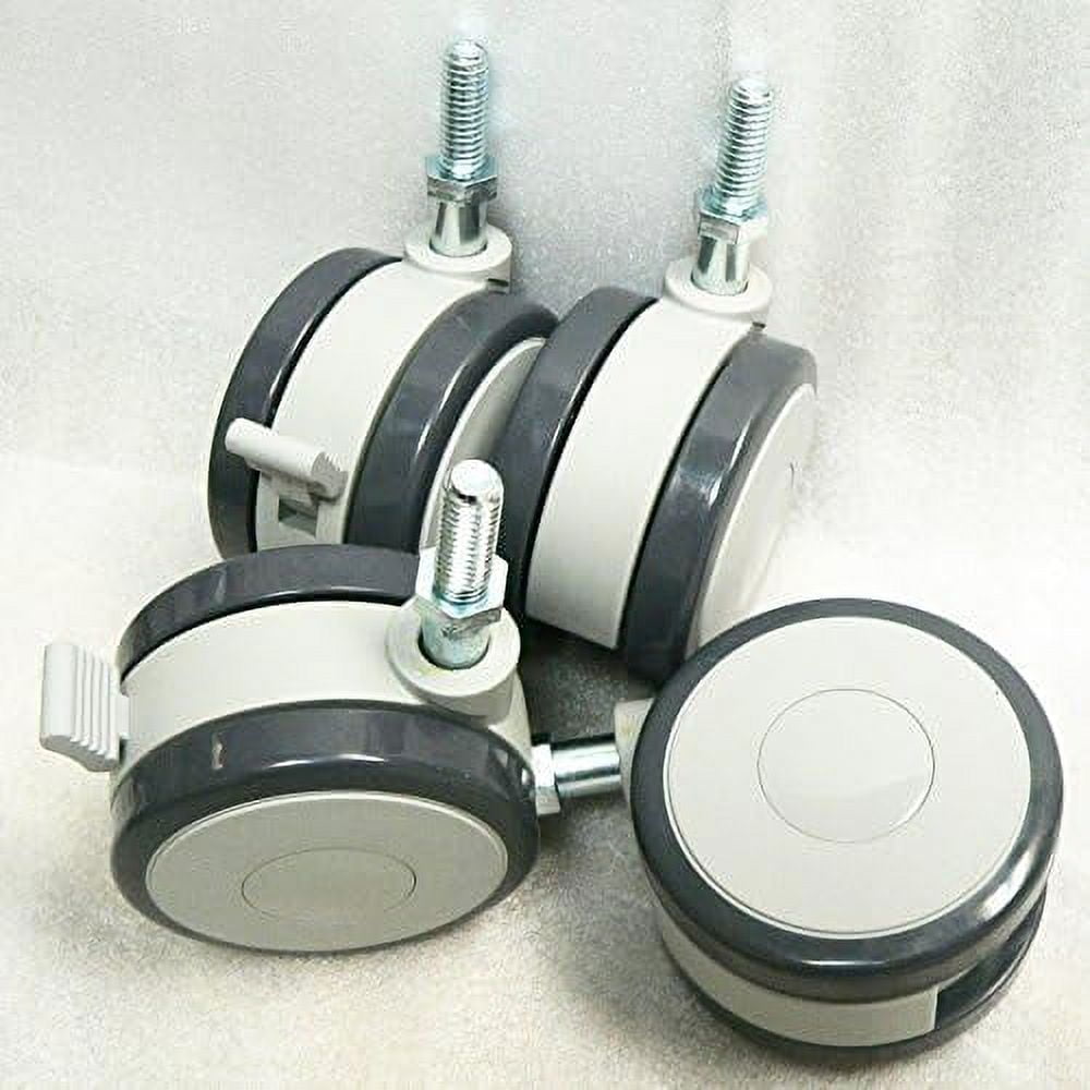 75mm wheel caster, gray riveted soft wheel adds strength, 2 with and 2 ...