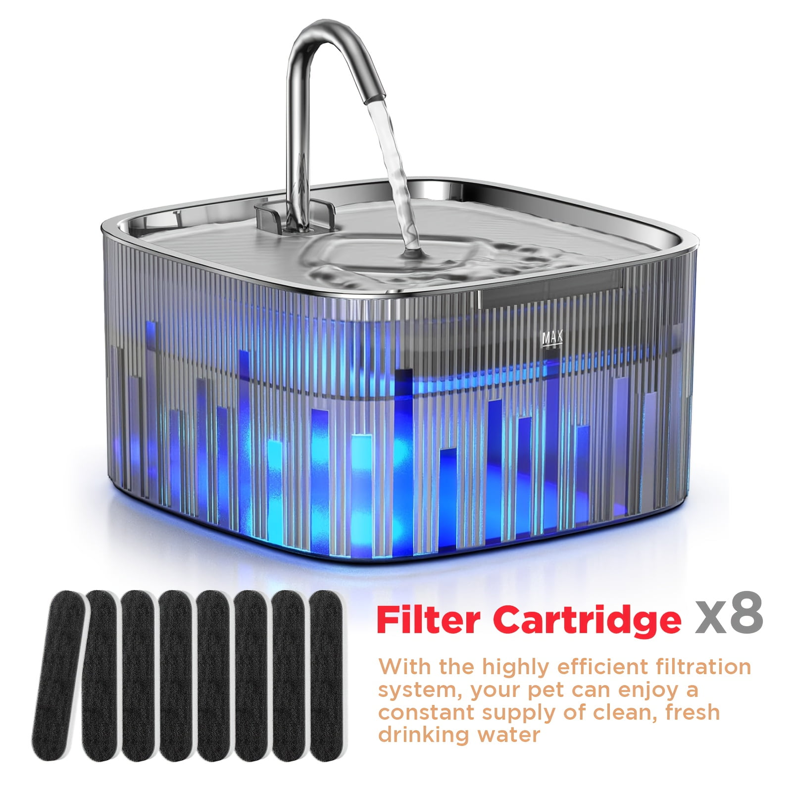 75oz/2.2L Automatic Cat Water Fountain, Ultra Quiet Square Wave Pet ...