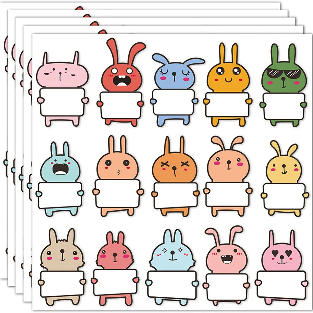 75pcs Cute animal name stickers Cute Rabbit Name Tags Stickers for ...