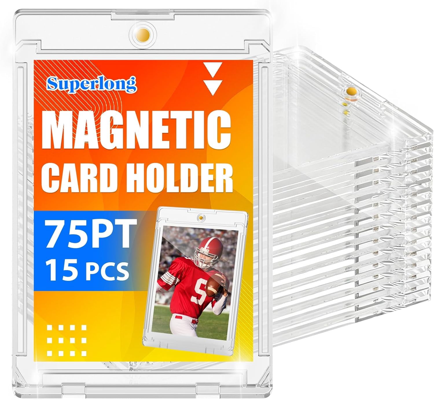 75pt Magnetic Card Holder, 15ct Sports One Touch Card Holders with U-V ...
