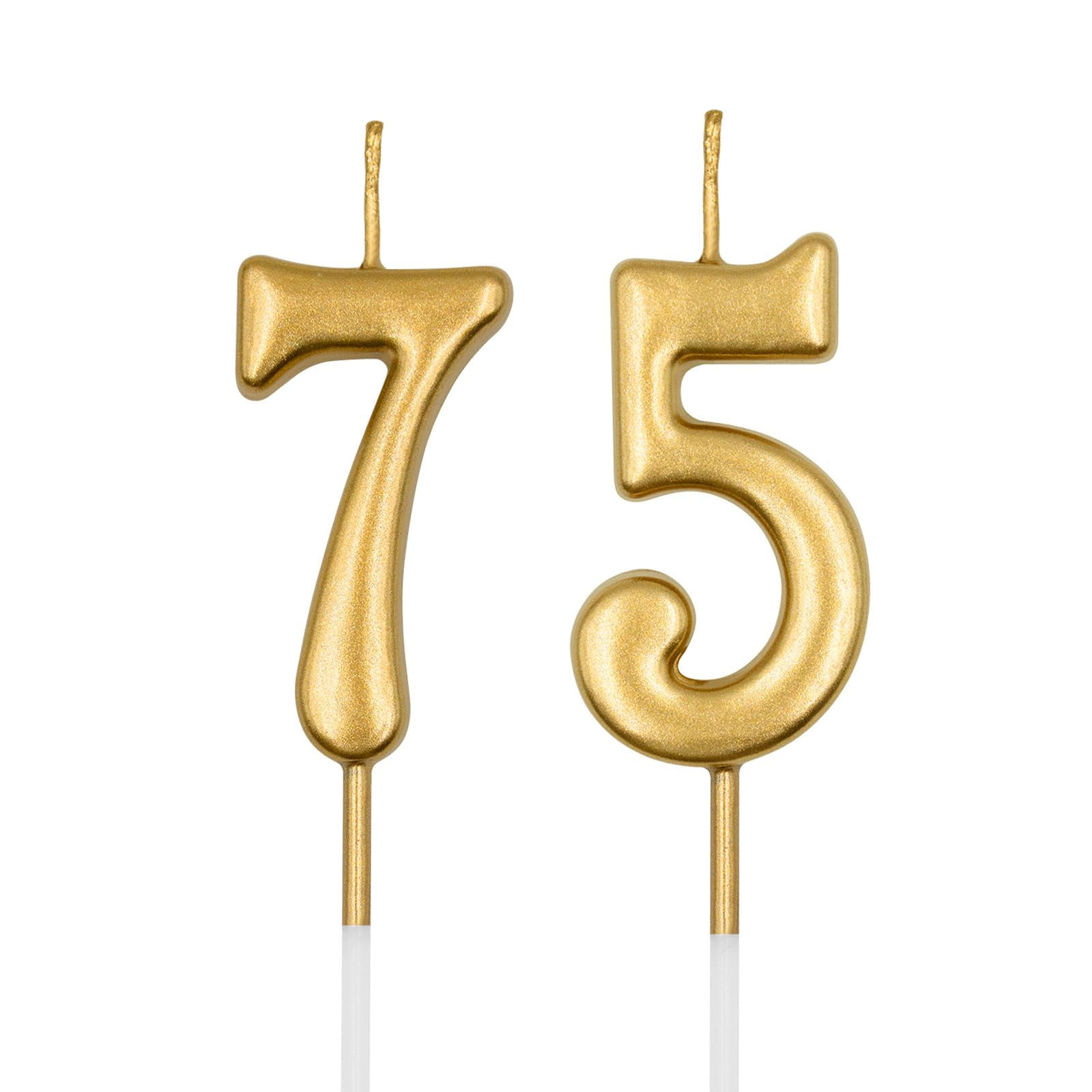 75th & 57th Birthday Candles, Champagne Gold Number 75 57 Candle for ...