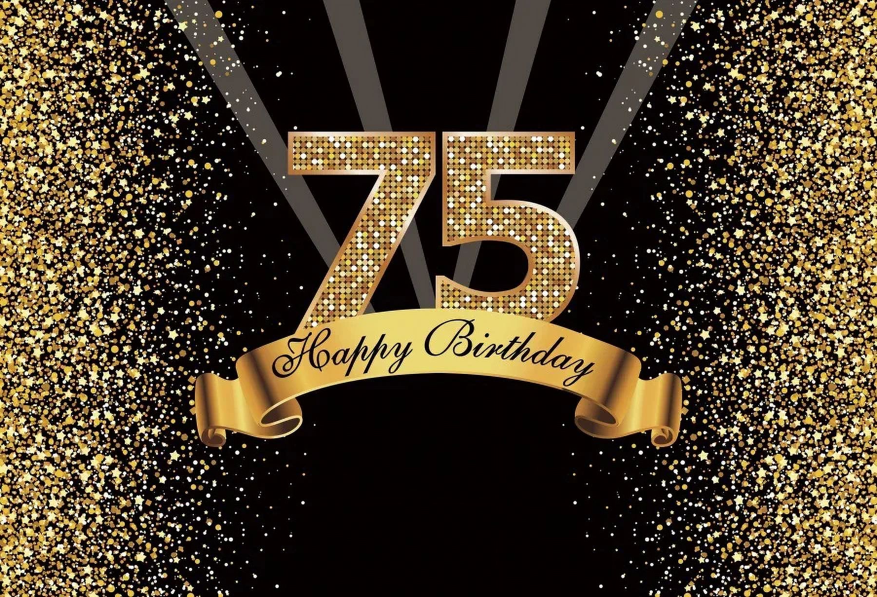 75th Birthday Backdrop for Women Men 75 Years Anniversary Party Black ...