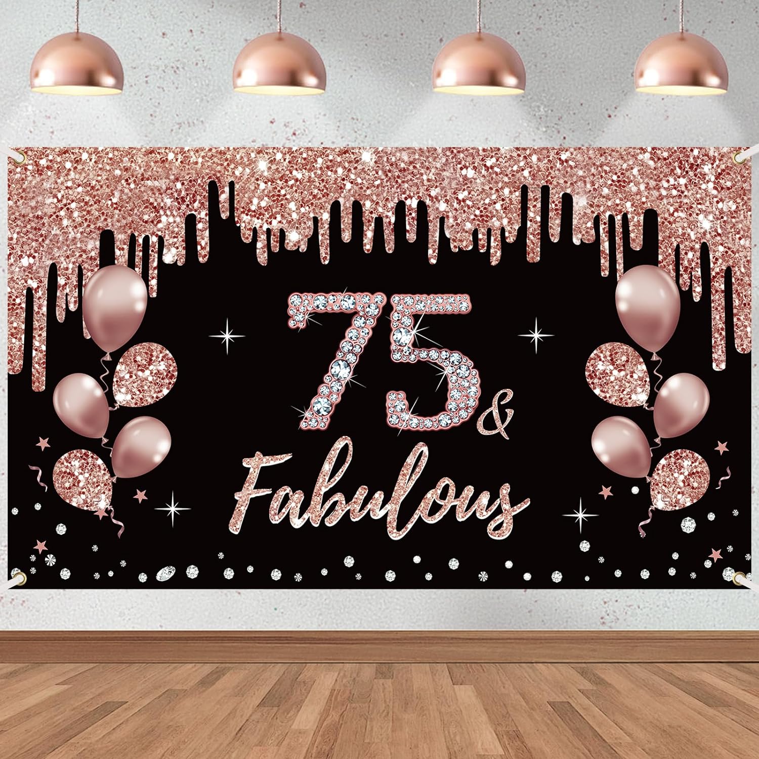 75th Birthday Decorations & Fabulous Birthday Banner for Women, Rose ...