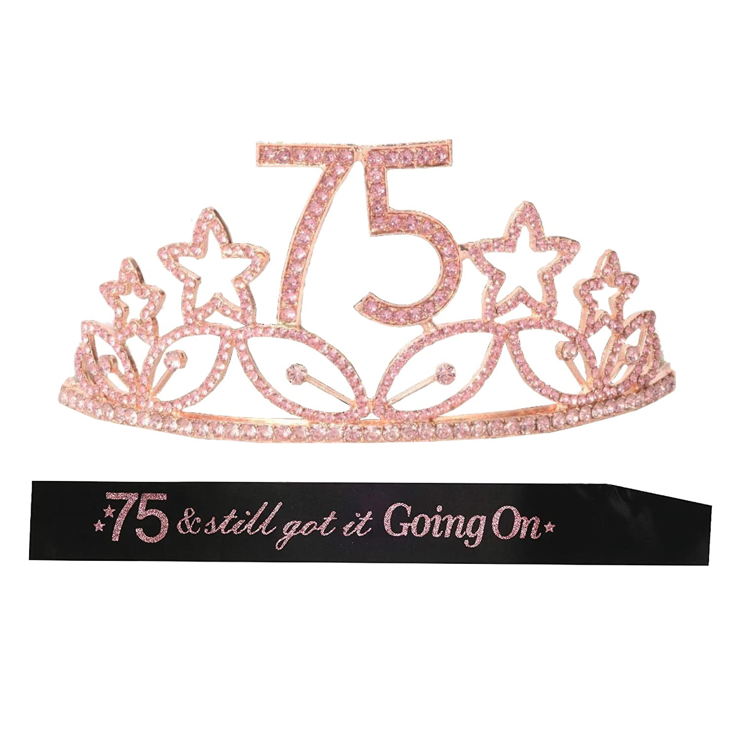 75th Birthday Gifts for Women, 75th Birthday Tiara and Sash Pink, Happy ...