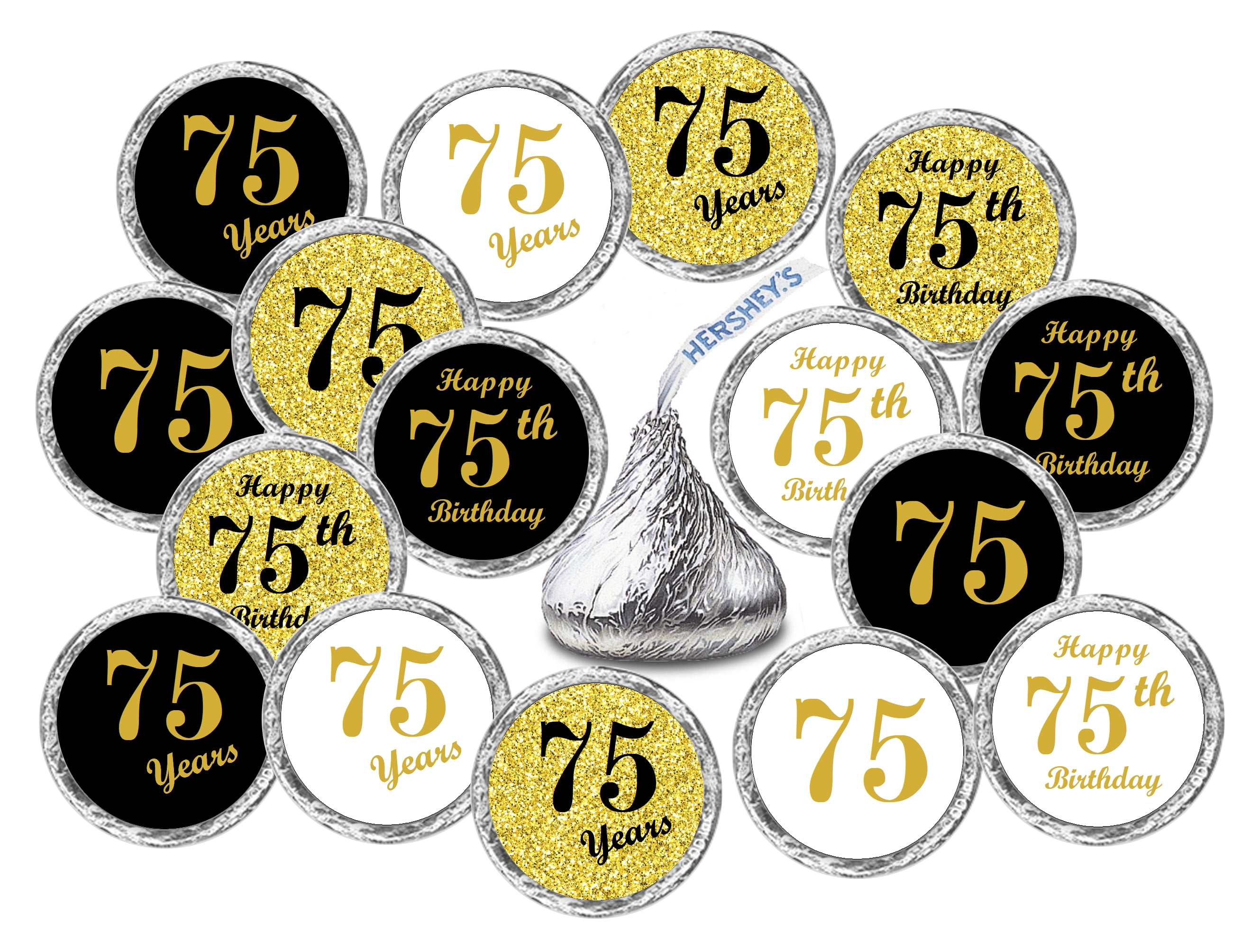 75th Birthday Kisses Stickers, (Set of 324) Chocolate Drops Labels ...