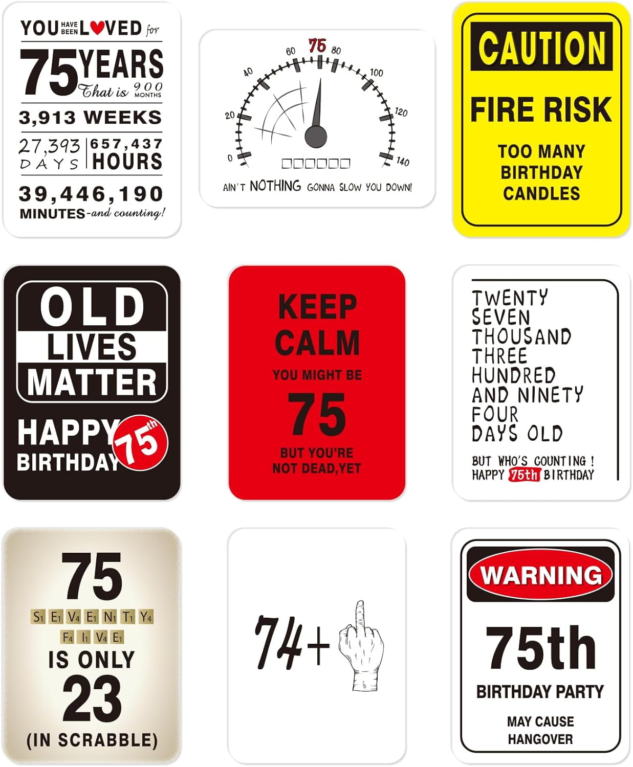 75th Birthday Party Decorations for Adults- 9PCS Wall Signs Happy ...