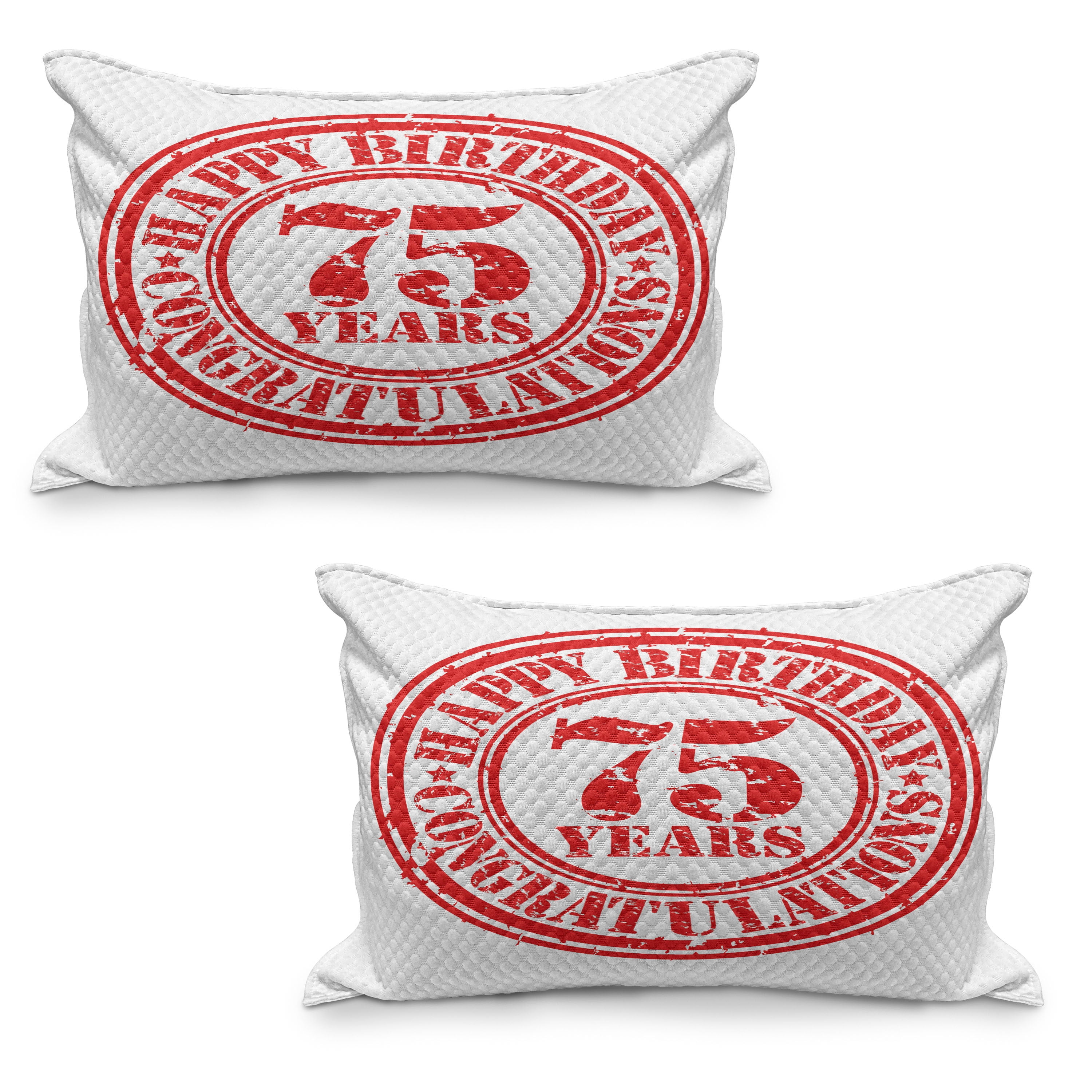 75th Birthday Quilted Pillowcover Set of 2, Aged Worn Old Display of a ...