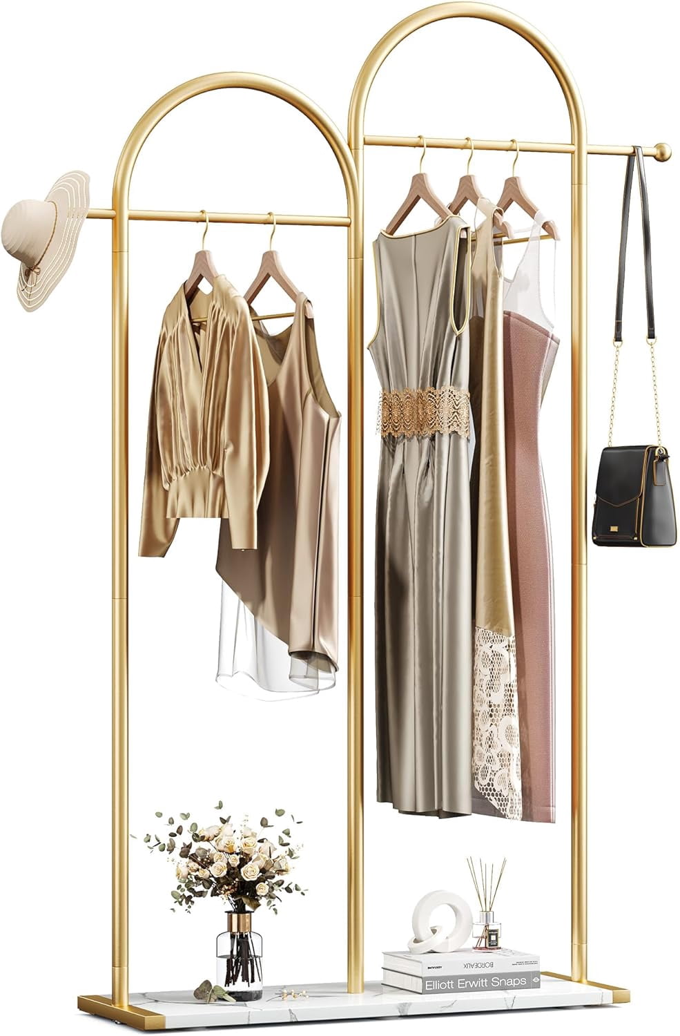 76.7" H Coat Racks, Gold Clothing Racks for Hanging Clothes ...