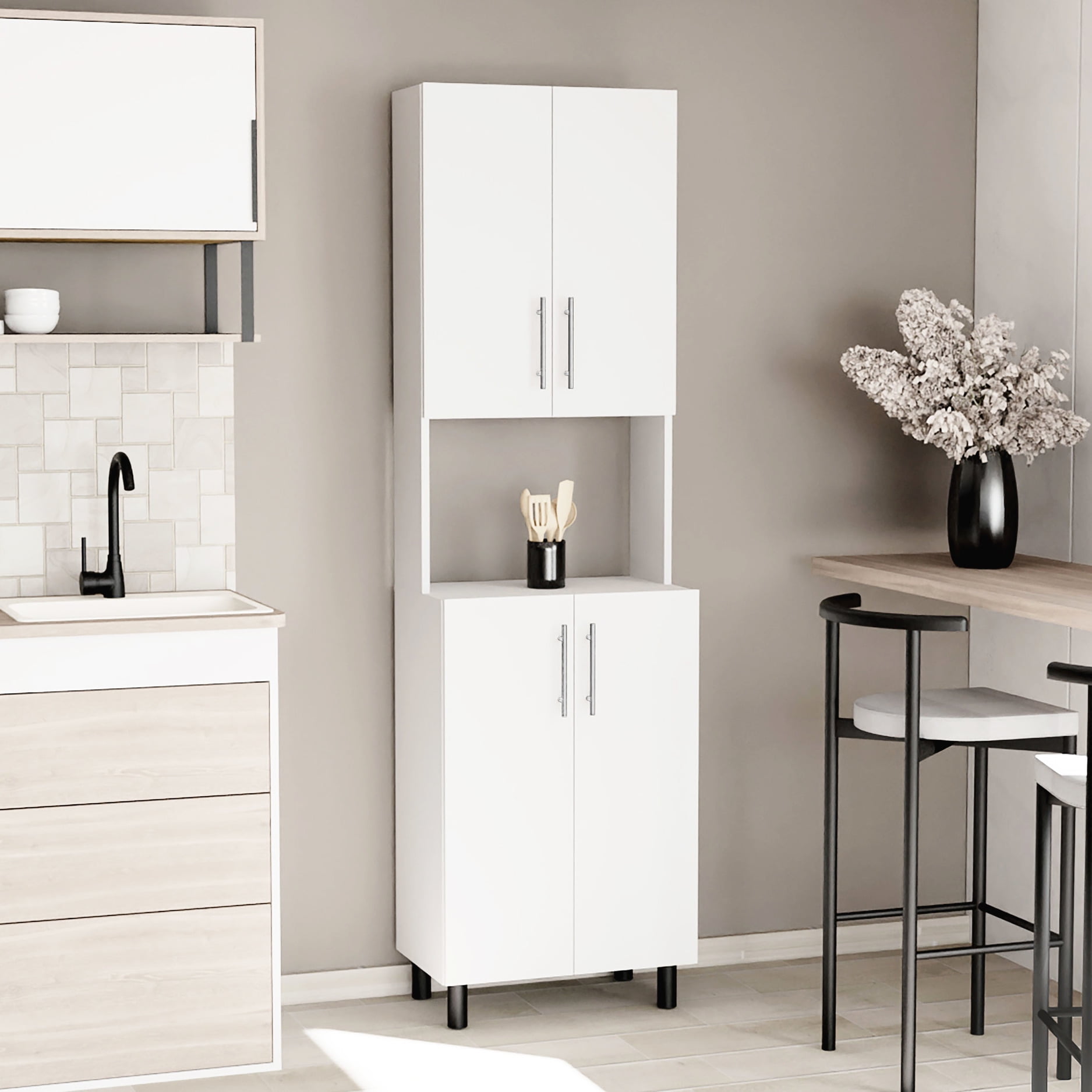 76.8" Tall Kitchen Cabinet With Double Door Pantry And For Efficient ...