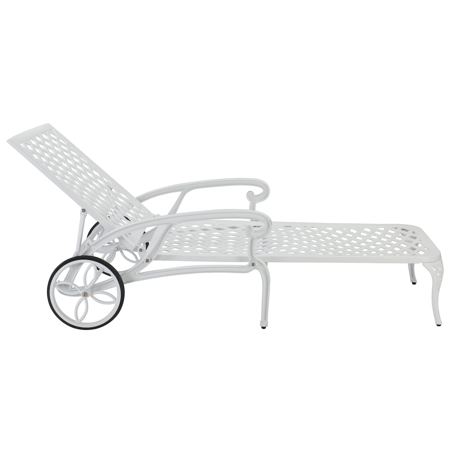 76" Aluminum Recliner Chair with Wheels, Outdoor Chaise Lounge Chair ...