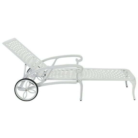 76" Aluminum Recliner Chair with Wheels, Outdoor Chaise Lounge Chair ...