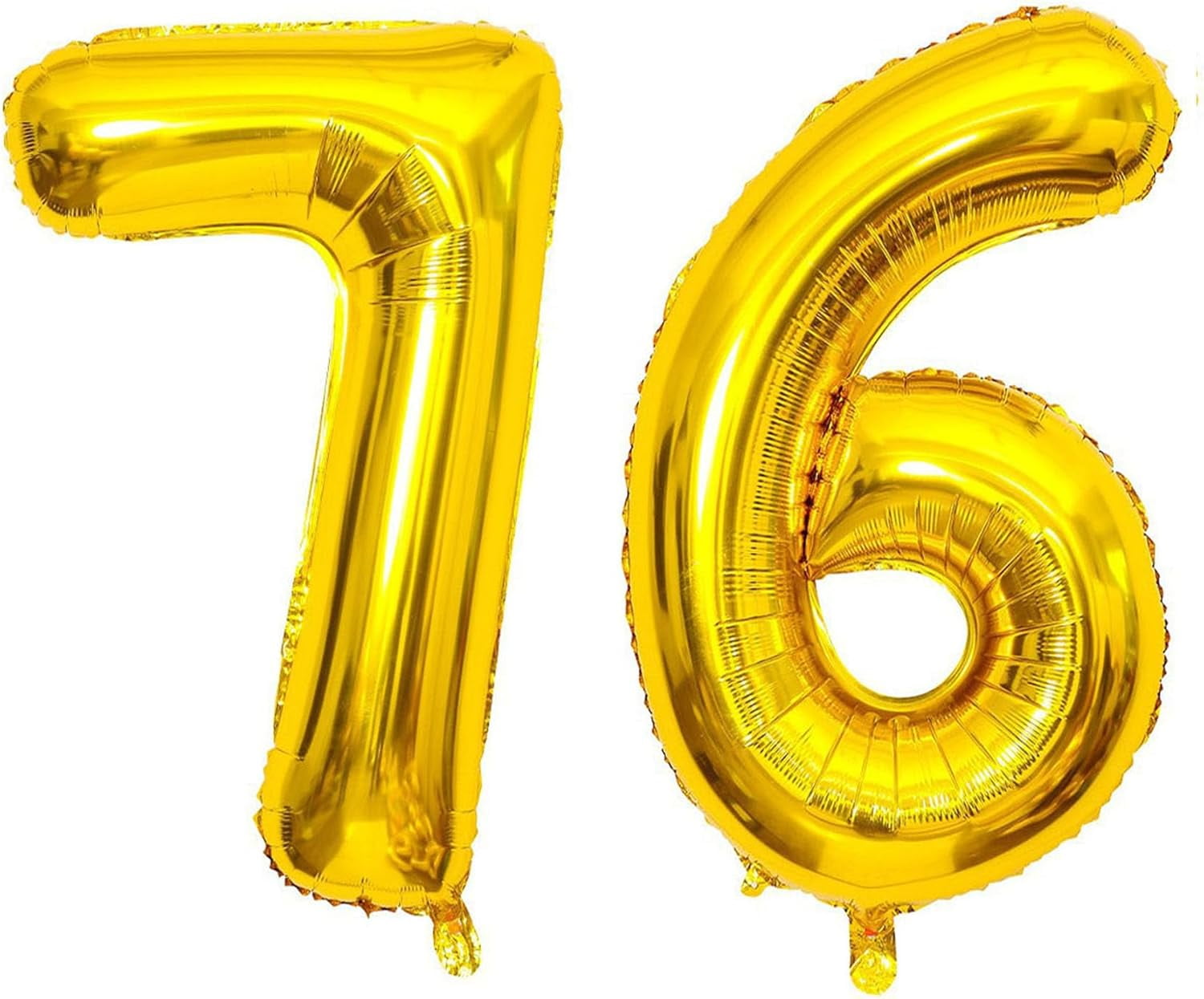 76 Balloon Number 40 Inch Gold Jumbo Numbers 67 Foil Mylar Balloons for ...