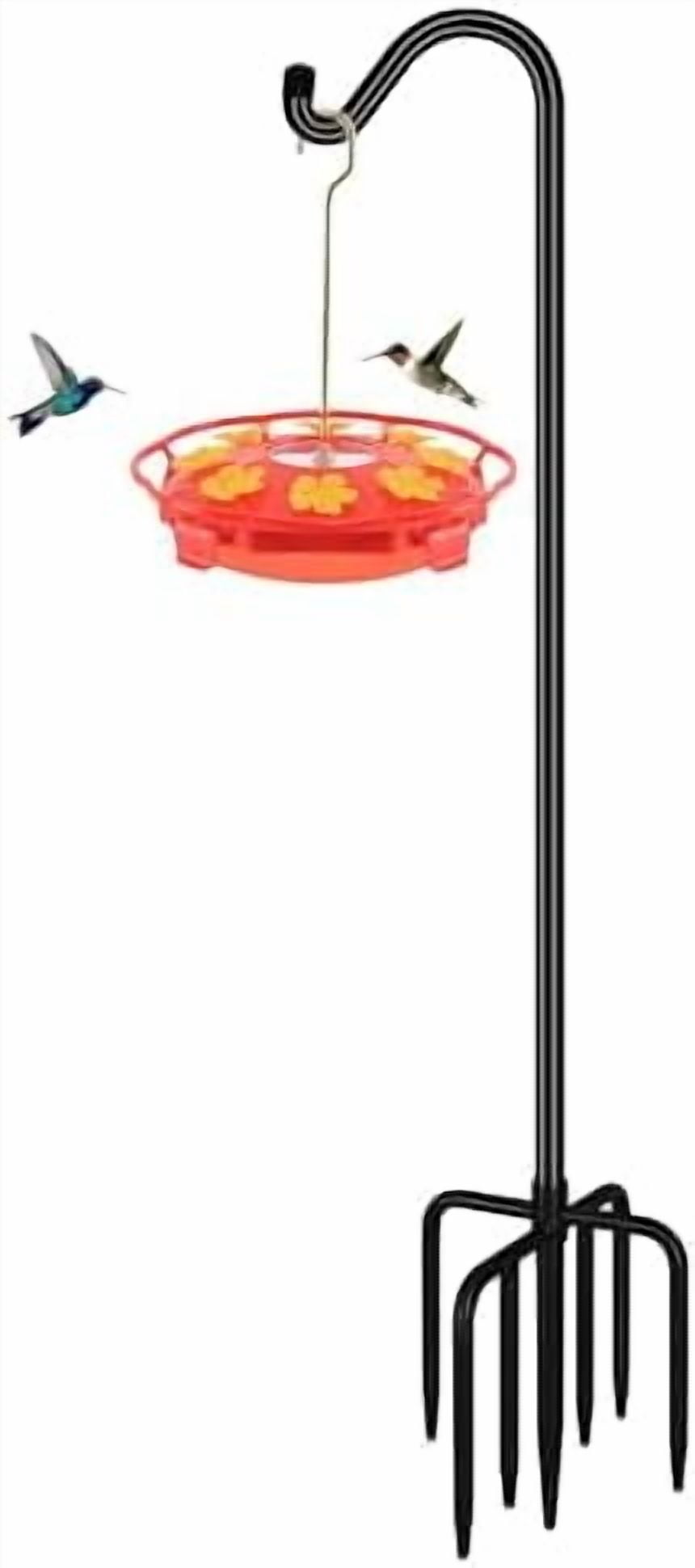 76'' Bird Feeder Pole, Heavy Duty Shepherds Hooks for Outdoor with 7 ...