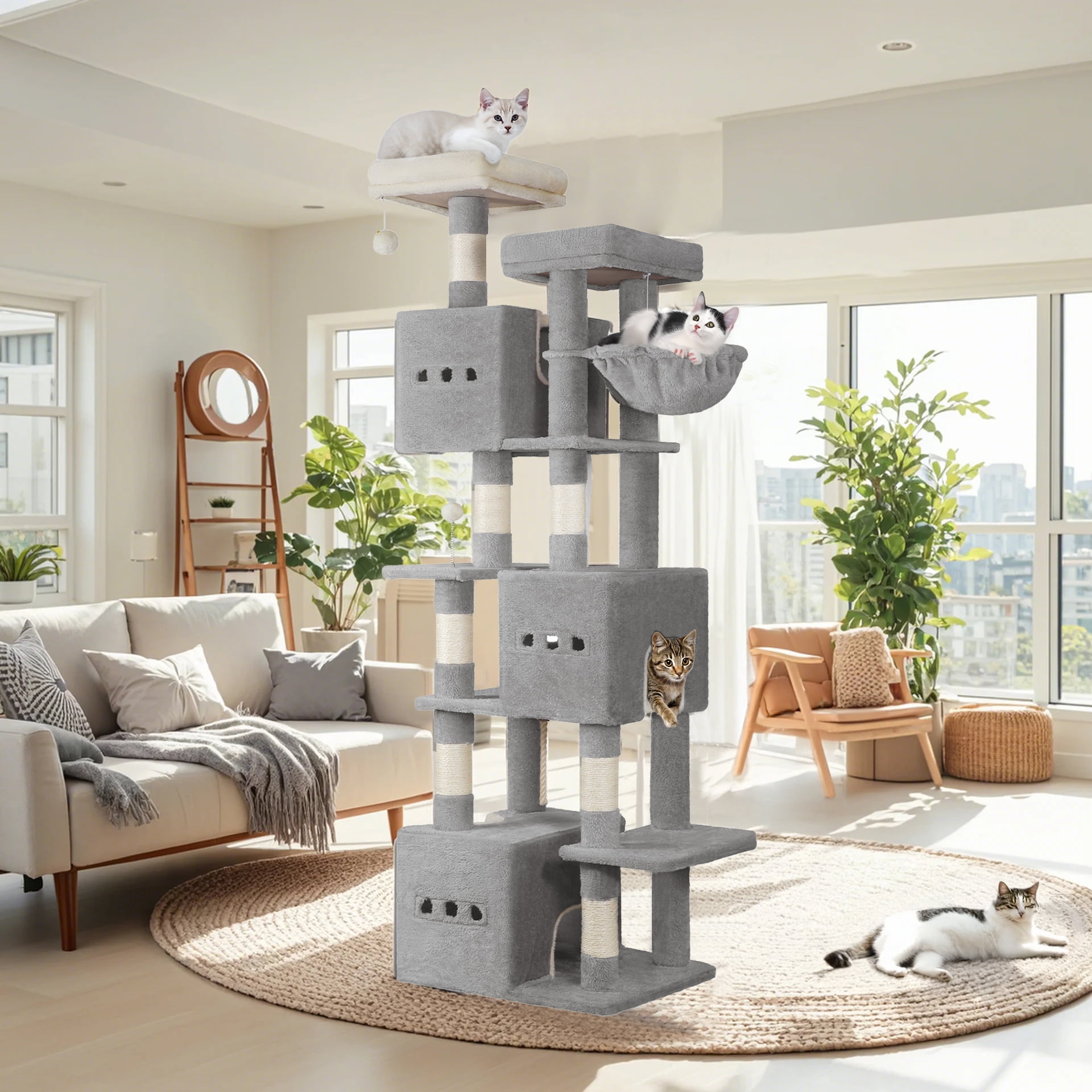 76" Cat Tree, Large Cat Tower for Indoor Cats, Cats House Furniture ...