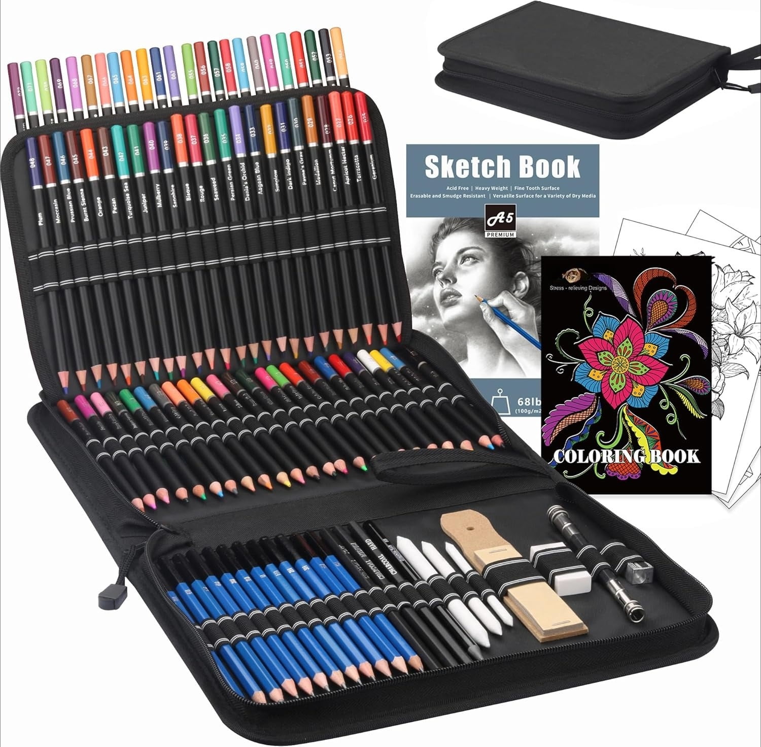 76 Drawing Sketching Kit Set - Pro Art Supplies with Sketchbook ...
