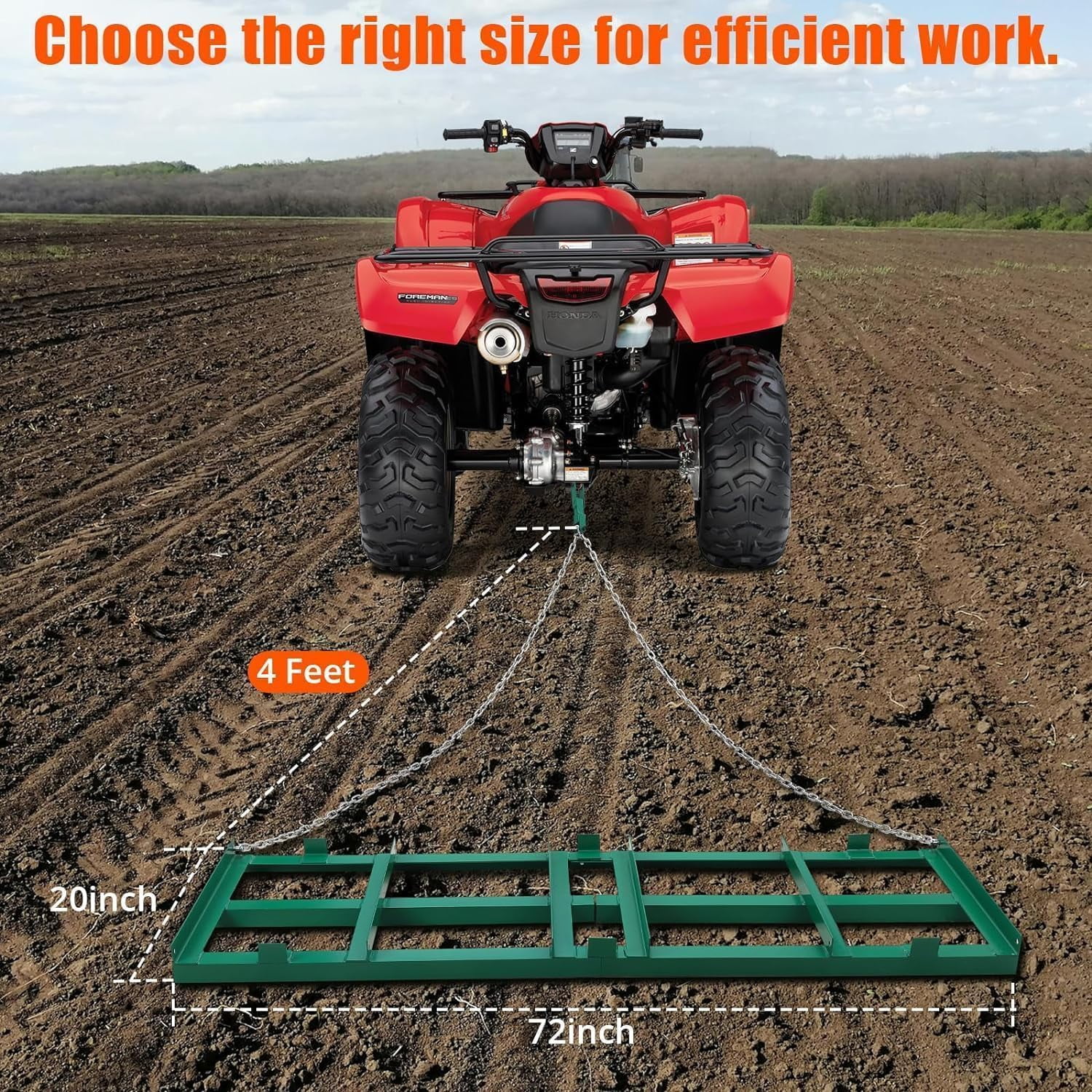 76" Driveway Drag Harrow Grader Landscape Power Rake for ATV UTV ...