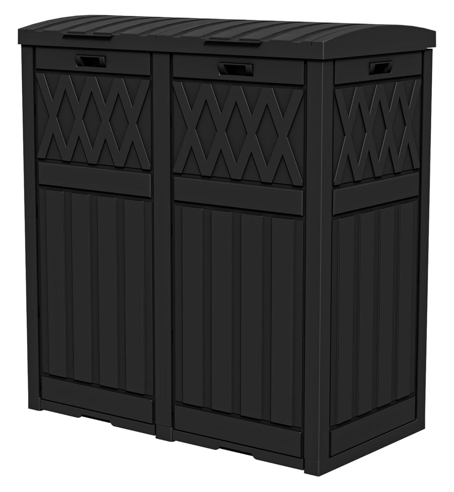 76 Gallon Garbage Dual Can, Resin Outdoor Trash Can with Tiered Lid and ...