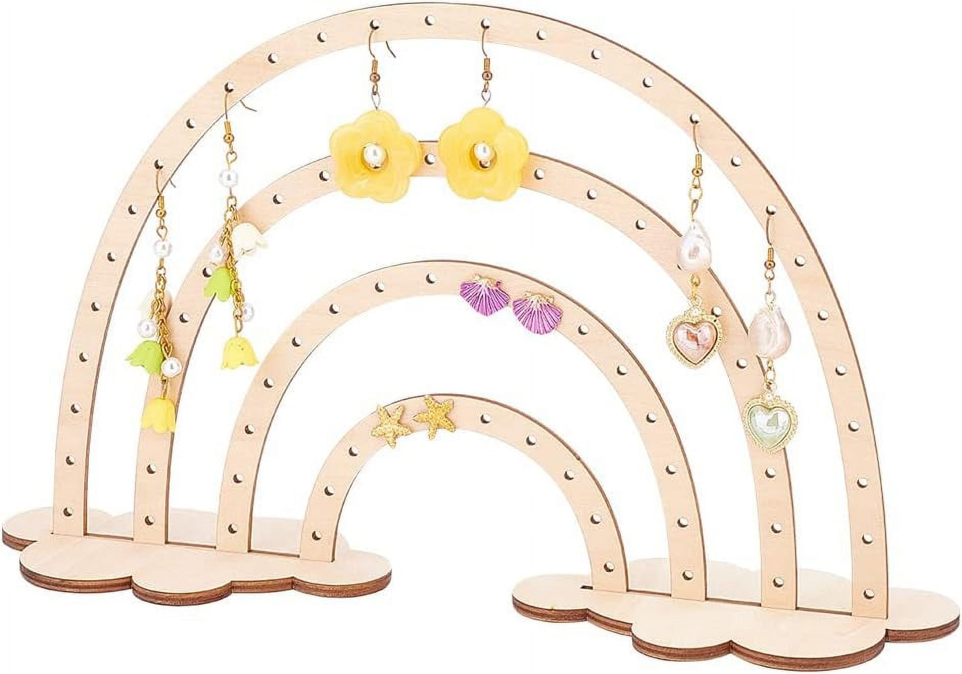 76 Holes Earring Holder Rainbow Earrings Display Wood Earring Stand ...