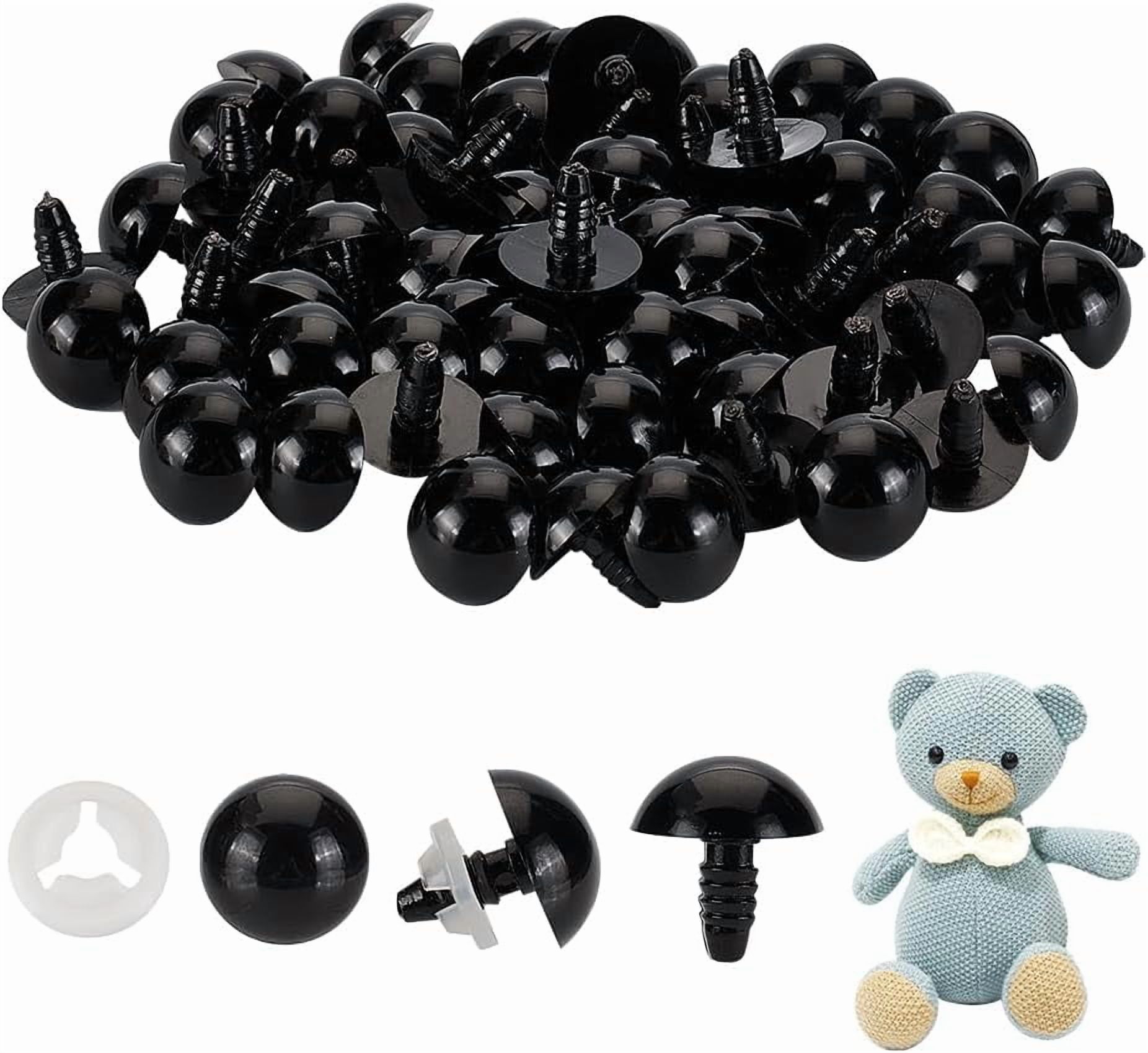 76 Sets Plastic Craft Eyes 18mm/0.71 inch Black Half Round Safety Eyes ...