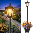 76" Solar Lamp Post Lights with Planter, Glass & Metal Street Light ...