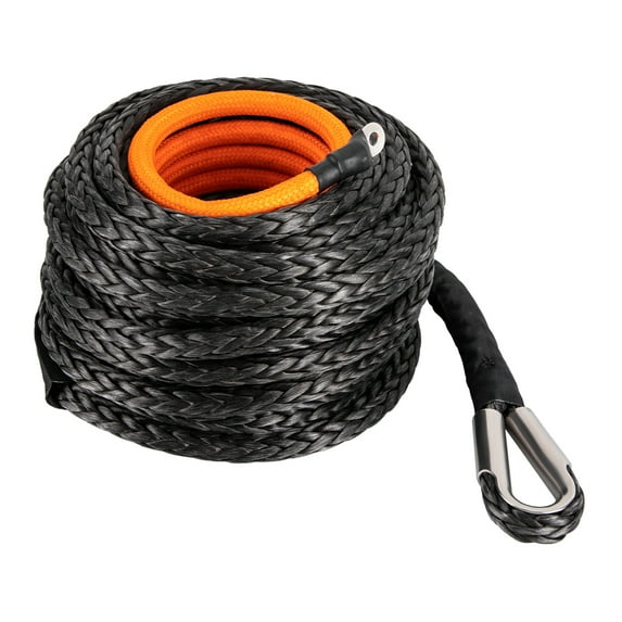 76' Synthetic Winch Rope with Hook, 35000 LBS Breaking Strength Winch ...