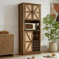 76'' Tall Rustic Farmhouse Kitchen Faux Rattan Wine Cabinet, Large ...