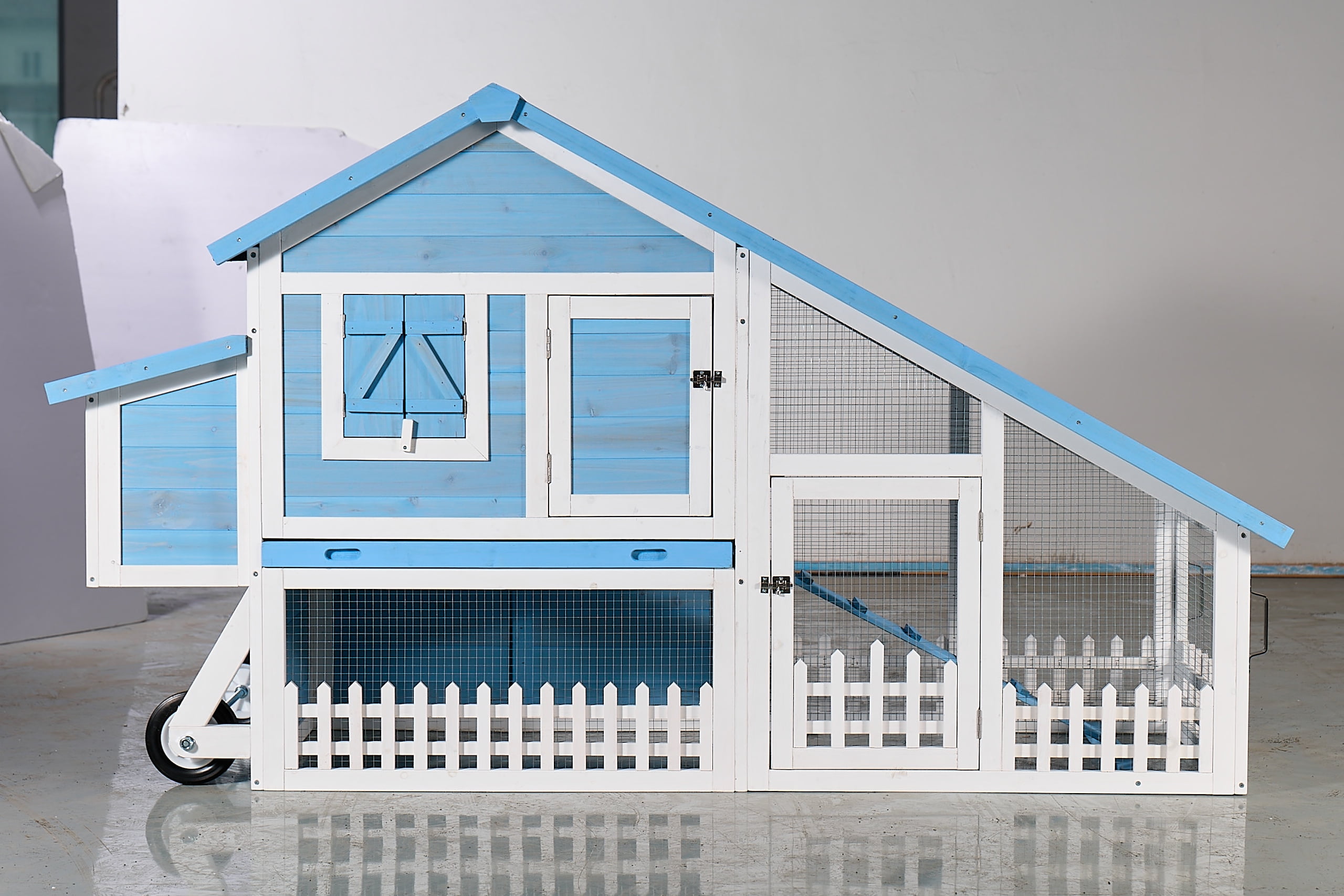 76" Wooden Rabbit Hutch Bunny Cage with Waterproof Asphalt Roof, Fun ...