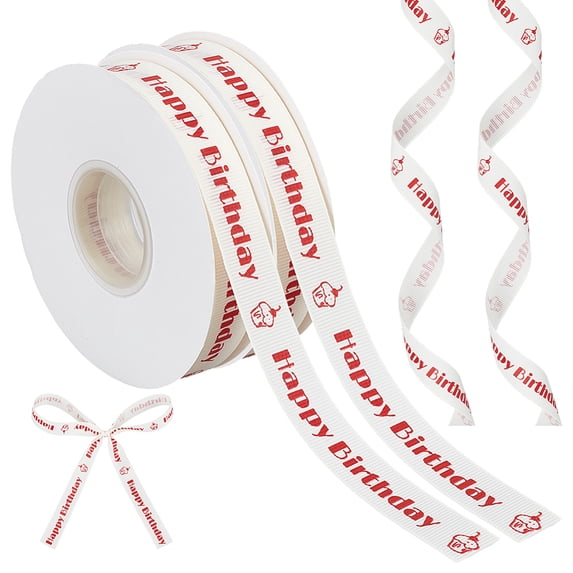 76 Yards Happy Birthday Grosgrain Ribbon Word Printed Happy Birthday ...
