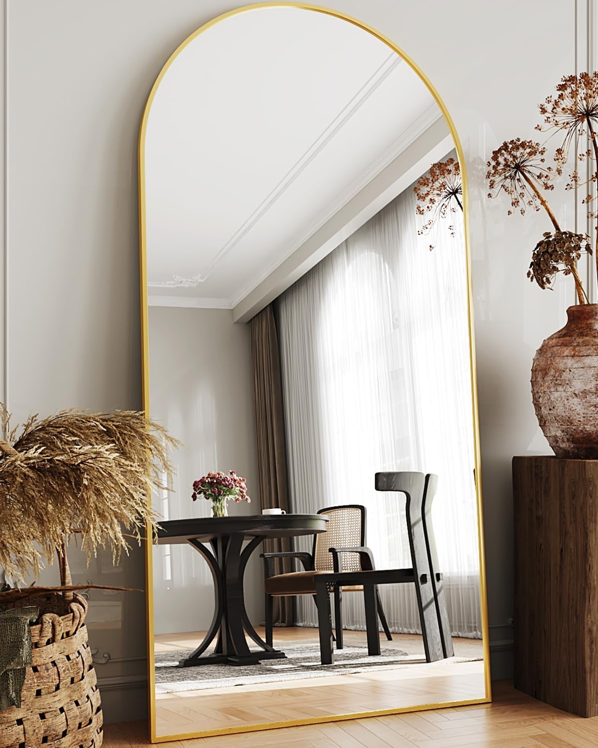 76"x34" Arched Floor Standing Full Length Mirror with Stand ...