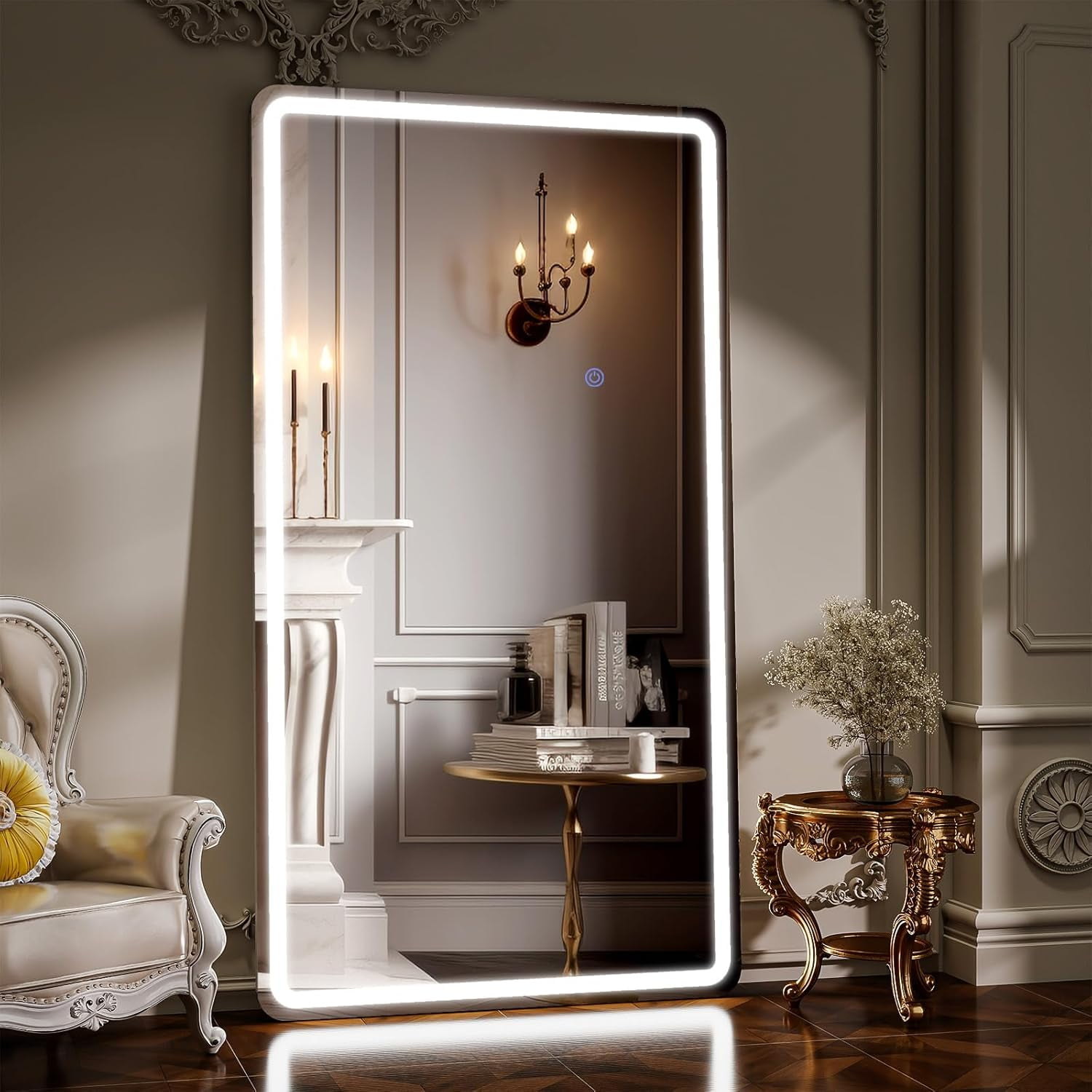 76"x34" LED Full Length Mirror – Standing Floor Mirror with Dimmable ...