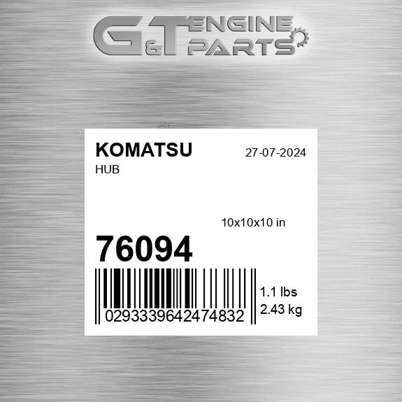 76094 HUB fits KOMATSU (New OEM) - Walmart.com