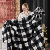 760GSM Faux Rabbit Faux Fur Throw Blanket,Super Thick Warm Bubble ...