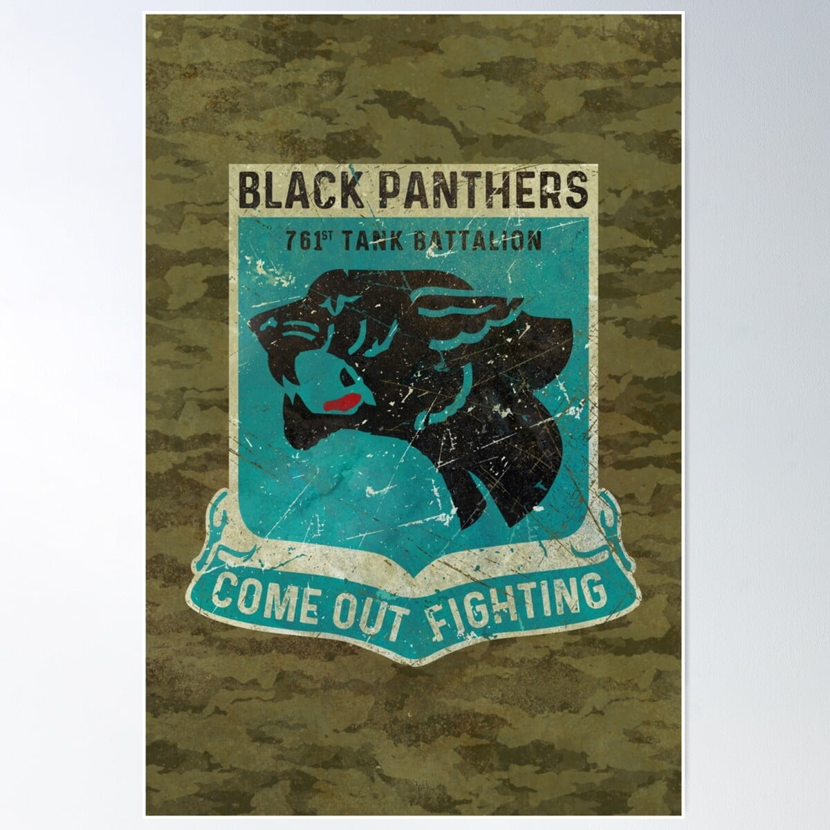 761 Tank Battalion Vintage Emblem V02 Poster Wall Art, Modern Wall ...