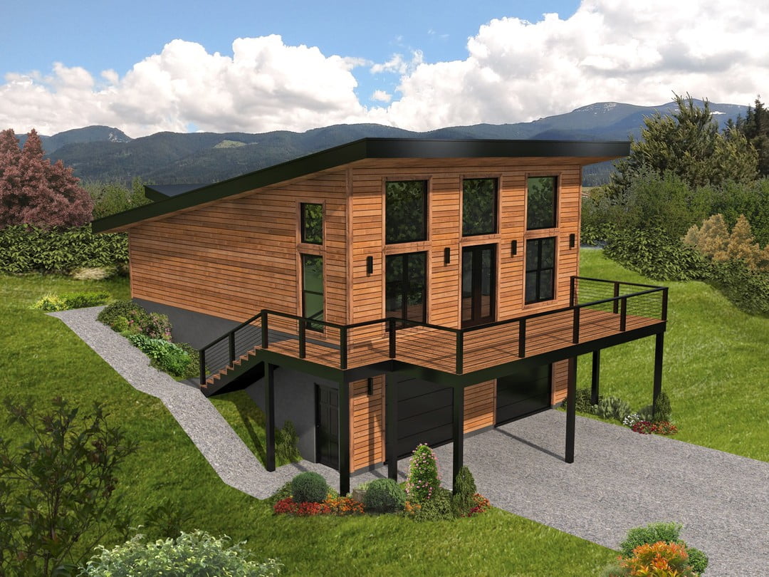 763-1000: Modern Contemporary 1 Bed, 2 Bath Luxury Home Plan, 1000 Sq ...