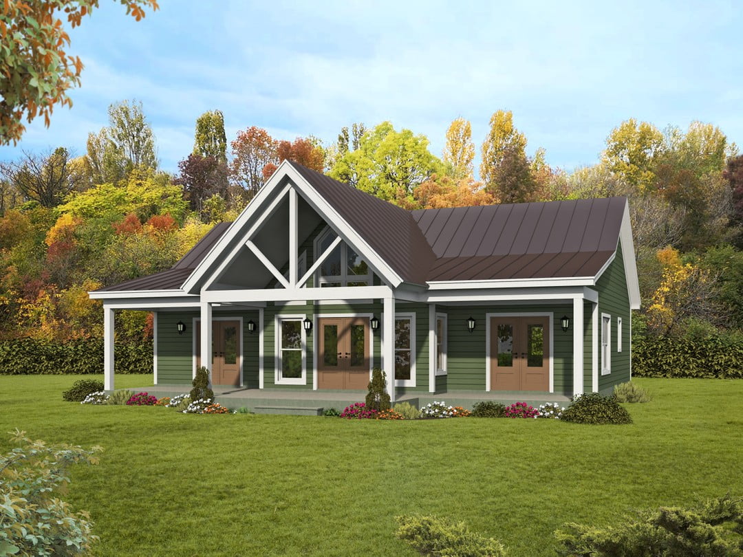 763-1357: Traditional Country 2 Bed, 2 Bath Luxury Home Plan, 1357 Sq ...