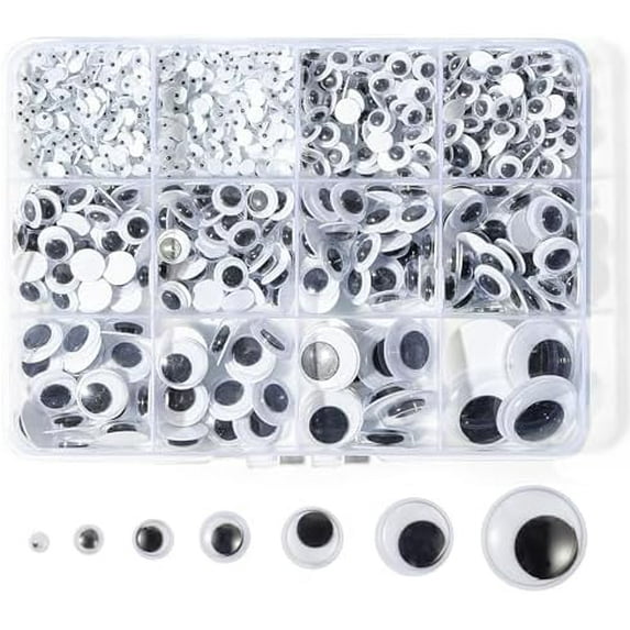764pcs Black Wiggle Googly Eyes Self Adhesive, 4mm 6mm 8mm 10mm 12mm ...