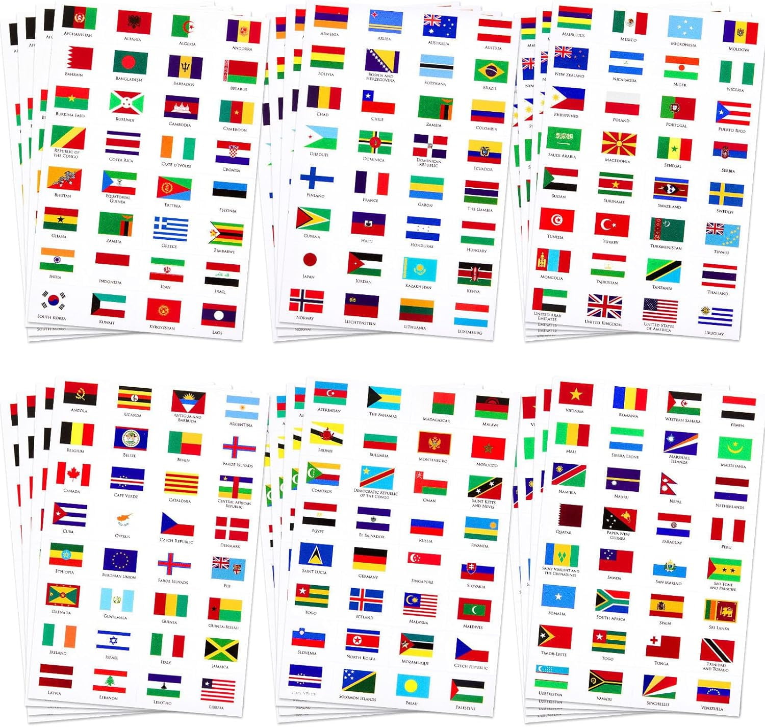 768 Pieces World Assorted Country Flag Stickers Country Decals Planner Travel Mini Flag Stickers ...
