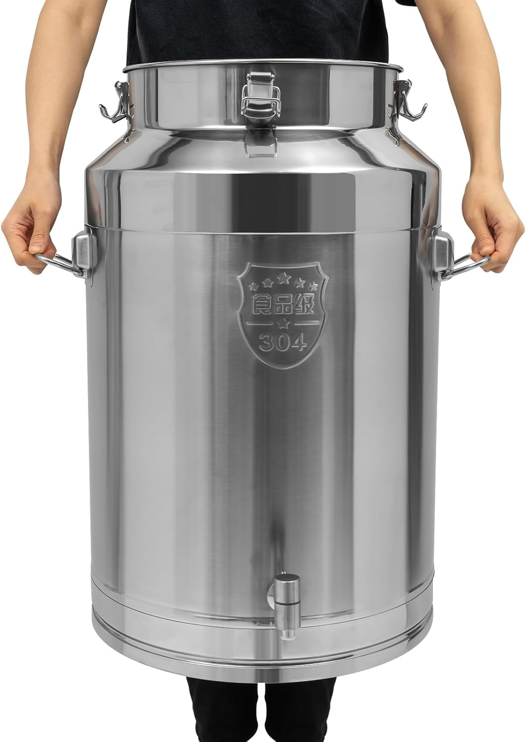 76L/20gal Milk Can with Spigot - 304 Stainless Steel Water Dispenser ...