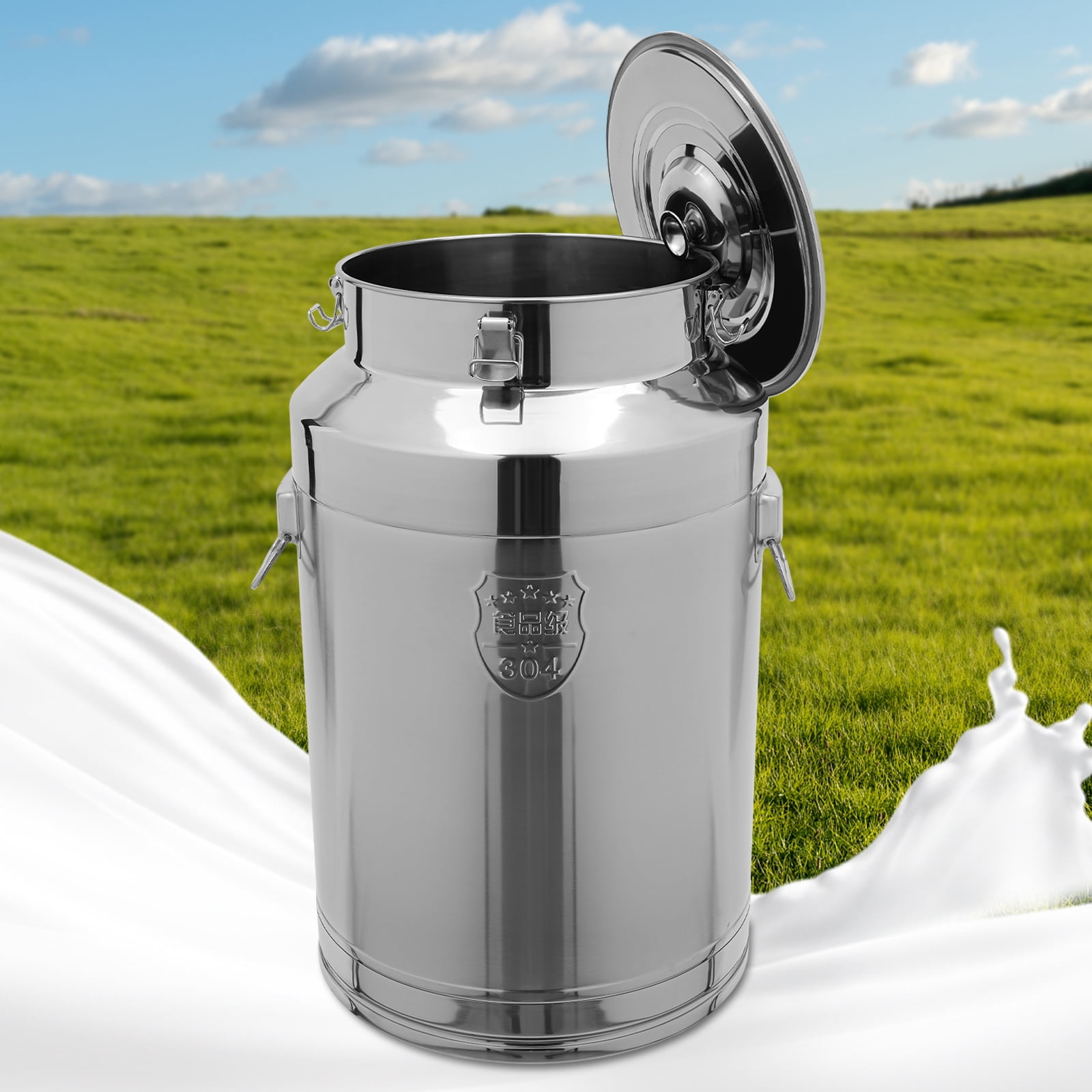 76L 304 Stainless Steel Sealed Bucket - 20.08Gal Large Capacity, 11 ...