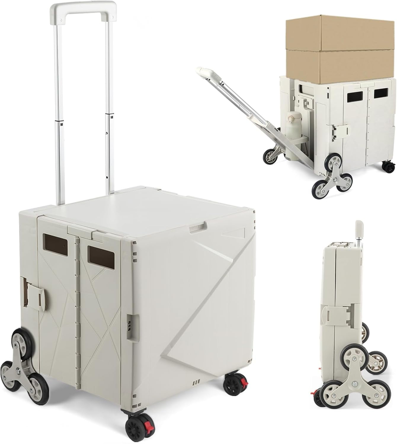 76L Folding Utility Cart Portable Rolling Crate Handcart Shopping ...